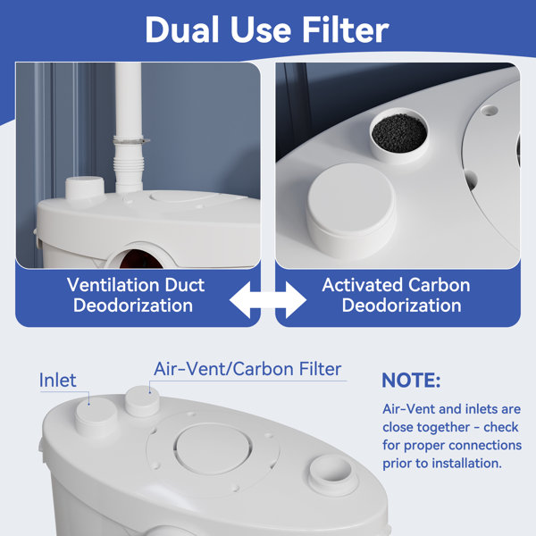 SUPERFLO Upflush Toilet System with Powerful 600W Macerator Pump, Macerating Toilet for Basement ...